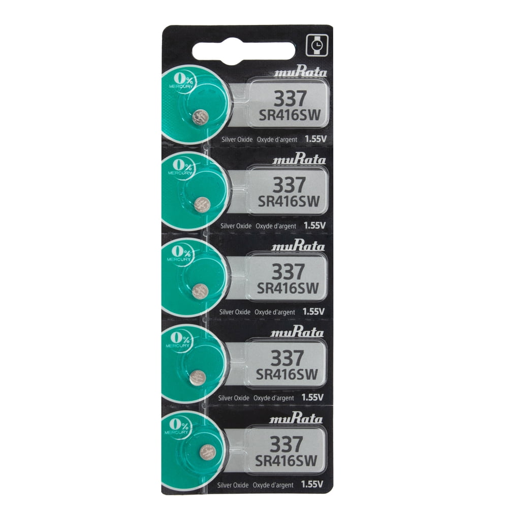 5 Pc Murata 337 Watch Batteries 337 SR416SW 0% MERCURY - Walmart.com