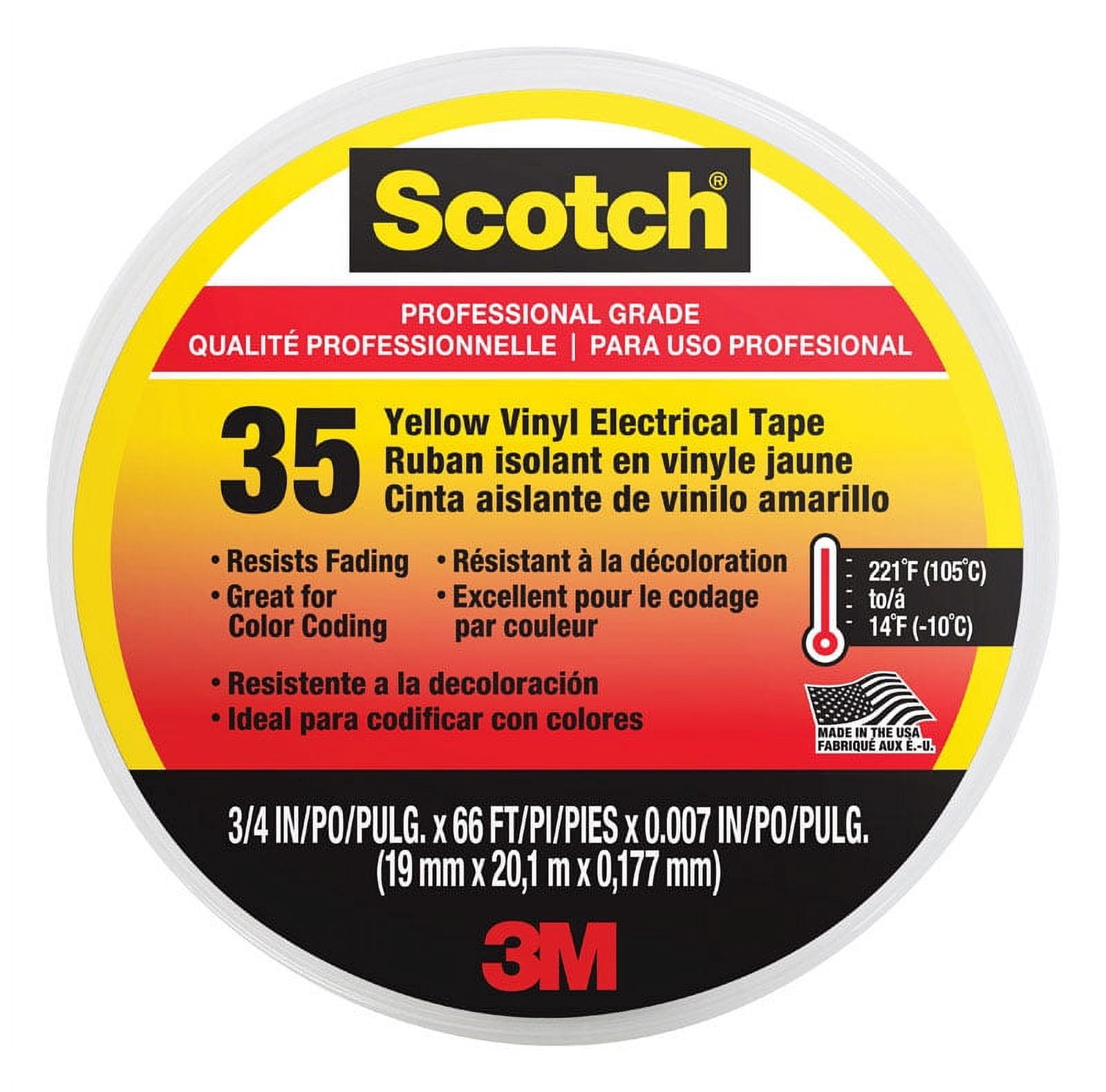5 Pc, Scotch 3/4 In. W X 66 In. L Yellow Vinyl Electrical Tape ...