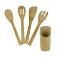 5 Pc Set Bamboo Wooden Kitchen Tools Cooking Utensil Spatula Spoon Fork ...