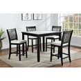 5 Pc Square Table and Upholstered Chair Set, Counter Height, Dark Brown ...
