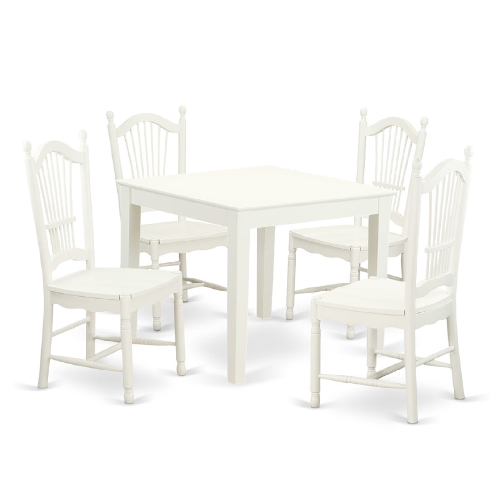 5 Pc small Kitchen Table and 4 hard wood Dining Chairs in Linen White ...