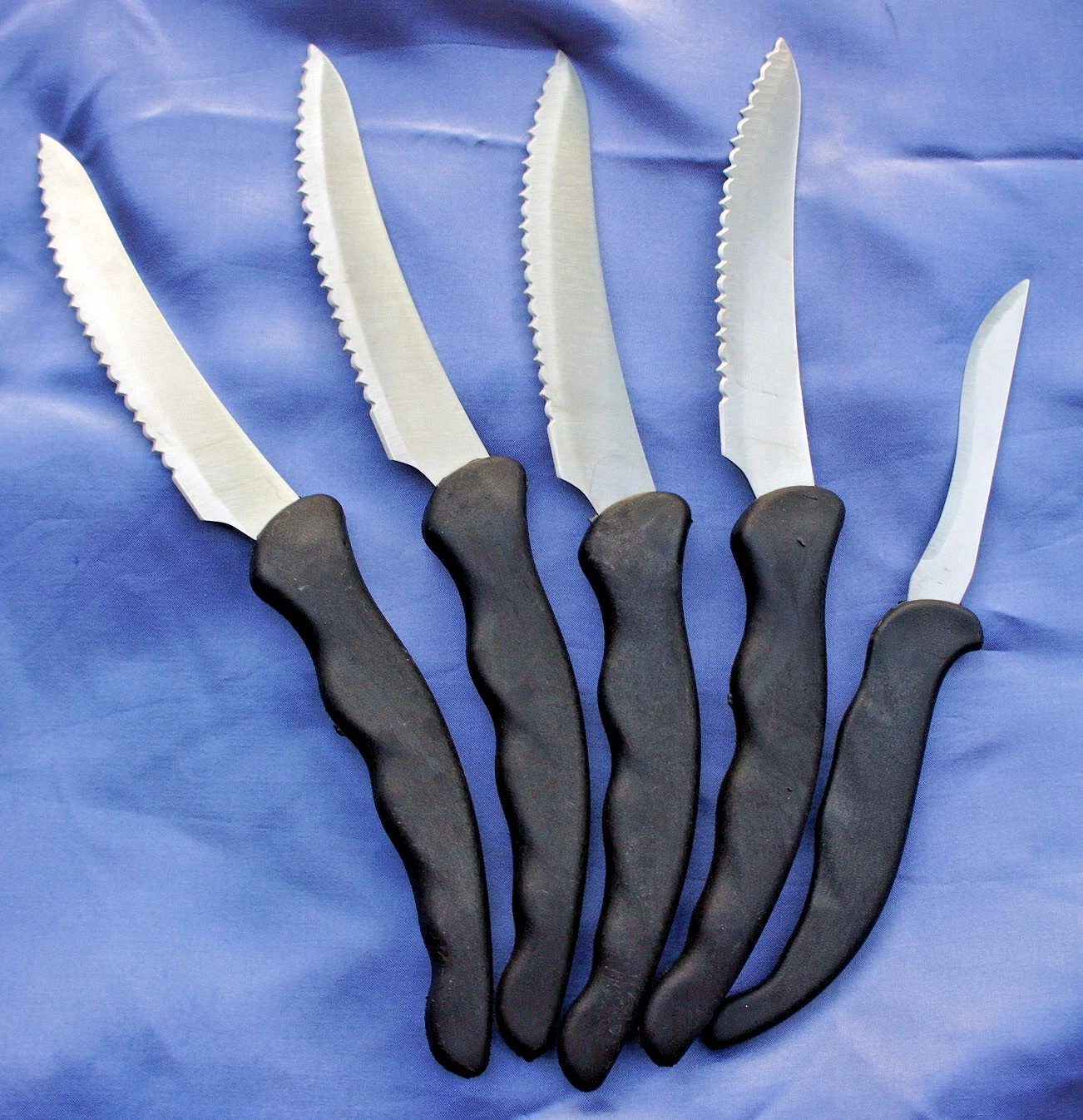 (5 Pccs) Steak Knives Stainless Steel Sharp Plastic Handle + Peeling ...