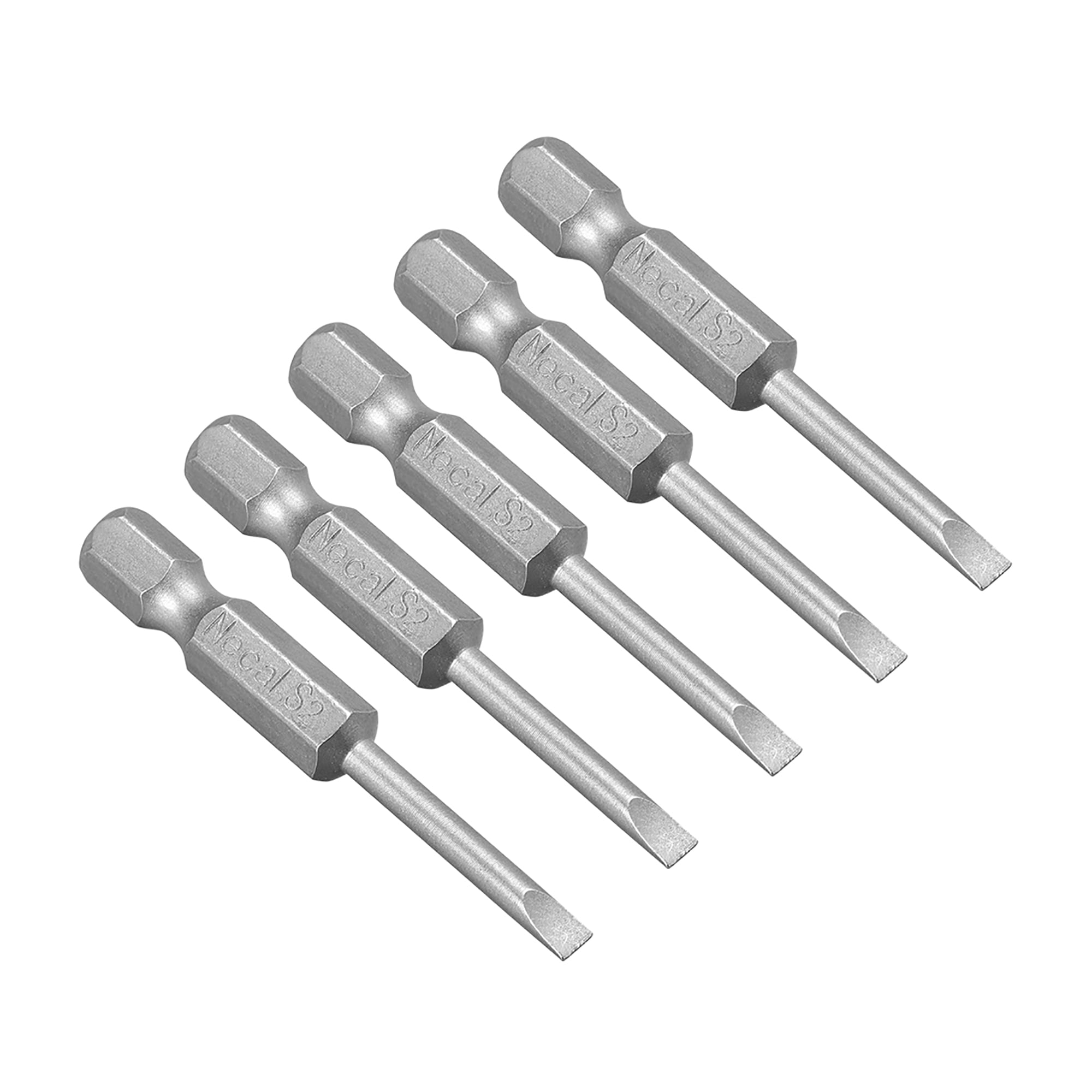 5 Pcs 1/4" Hex Shank 50mm Length Magnetic SL3 Slot Head Screwdriver ...