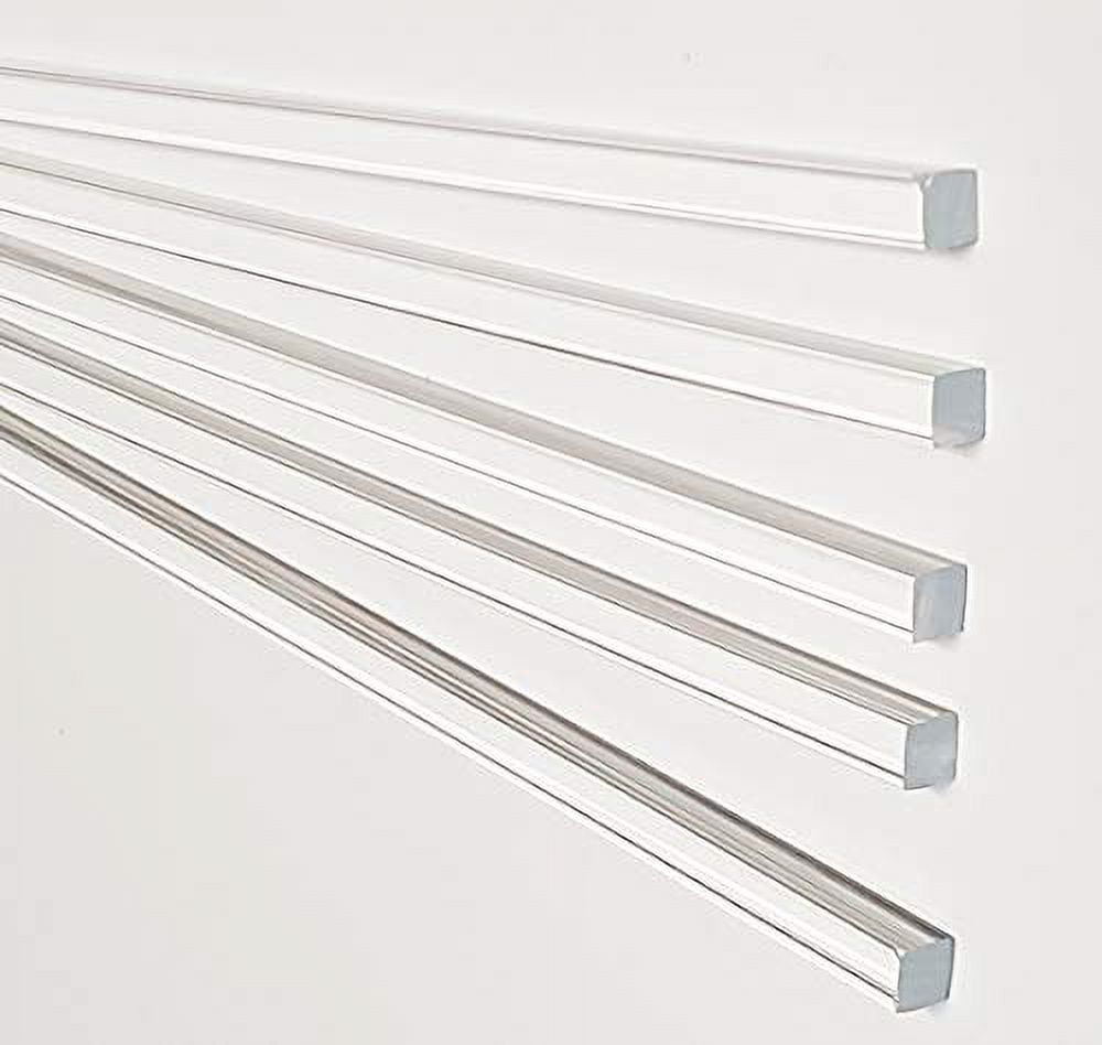 5 Pcs 1/4” x 1/4" x 18” Long Square Clear Acrylic PLEXIGLASS Plastic ...