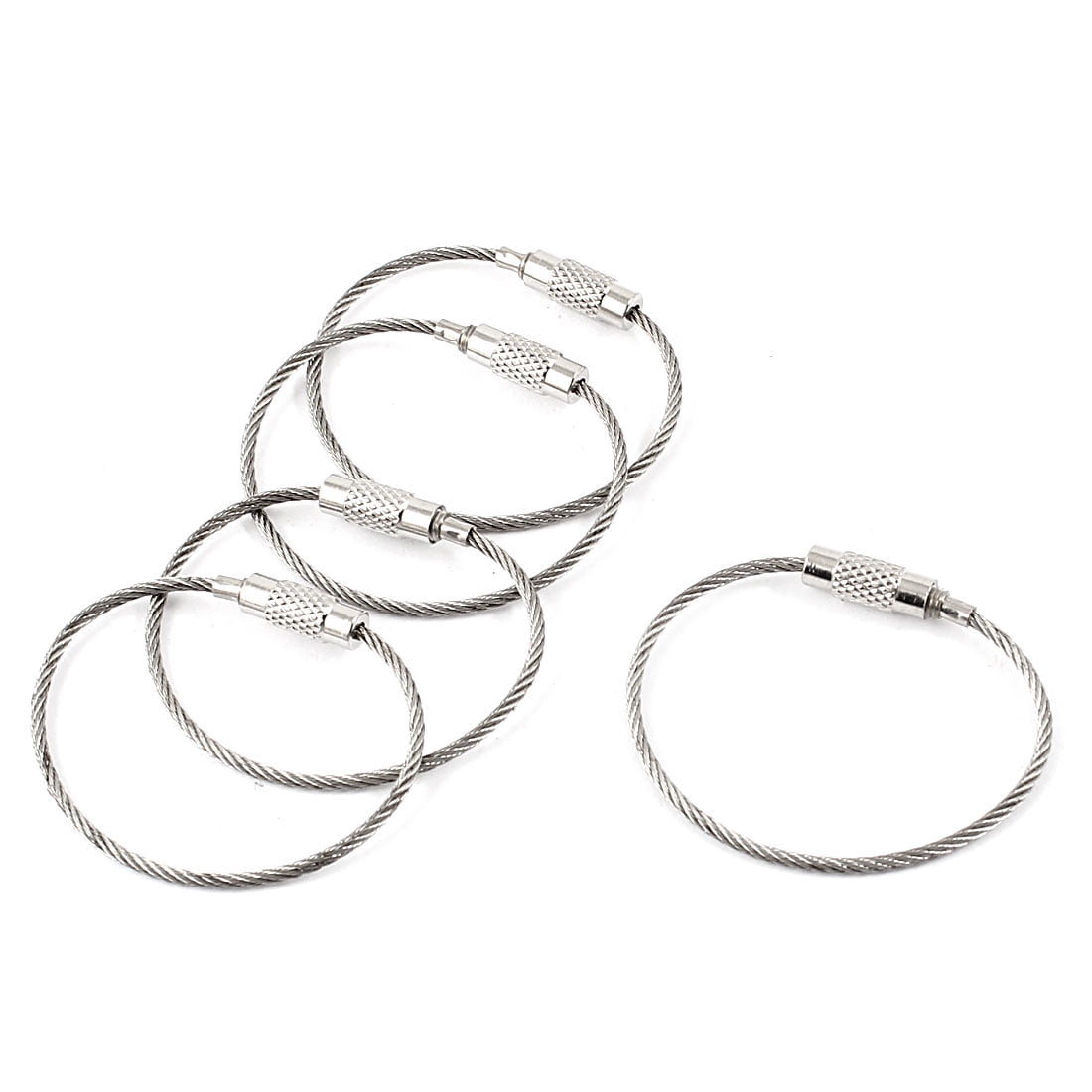 5 Pcs 1.5mm Diameter Flexible Stainless Steel Wire Ring Rope Cable 11cm ...