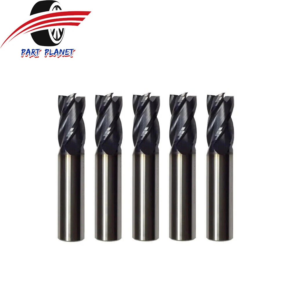 5 Pcs 1/8" 4 Flute Carbide End Mill 1/2" Length Cut - Tialn Usa - Walmart.com