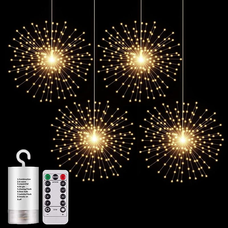 5 Pcs 1000LED Plug in Starburst Sphere Lights,Firework Light 8 Modes ...