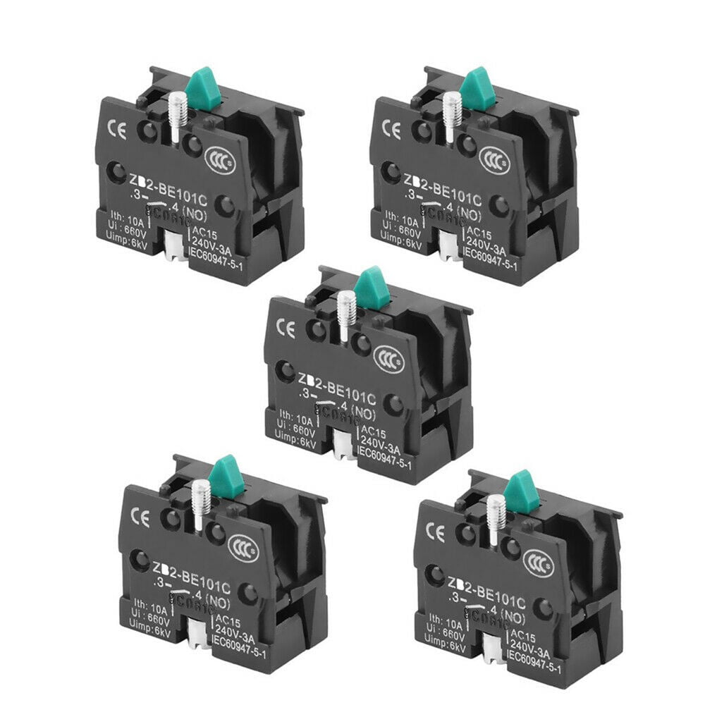 5 Pcs 10A 600V ZB2-BE101C/BE102C NO NC Push Button Joystick Switch ...