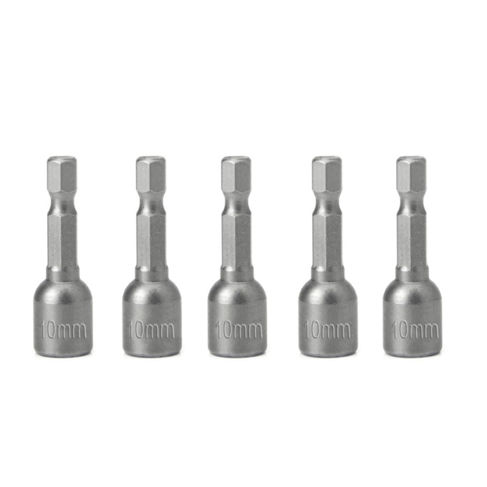 5 Pcs 10mm Magnetic Nut Driver Set Hex Socket Adapter Drill Bit tools ...