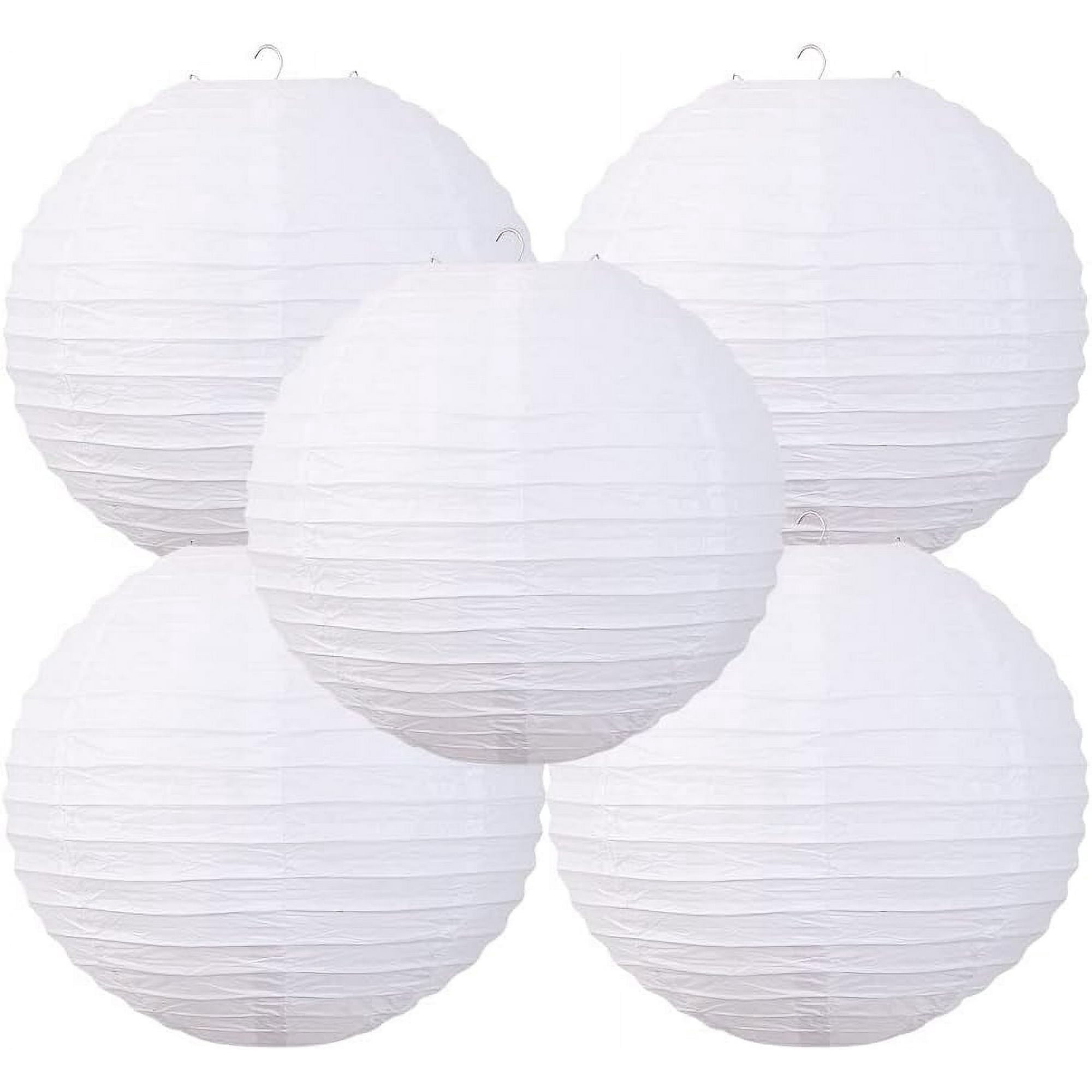 5 Pcs 12 Inch Paper Lanterns Large Chinese Moon Paper Round Lamp ...