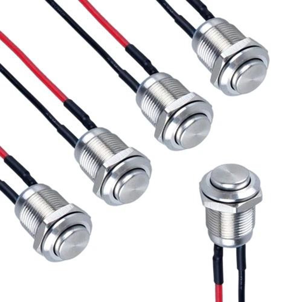 5-Pcs 12 mm Momentary Push Button Switch, Waterproof Push Button Switch ...