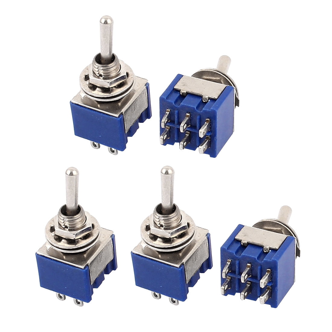5 Pcs 125V 6A DPDT ON-ON 6 Pin Terminal Latching Miniature Toggle ...