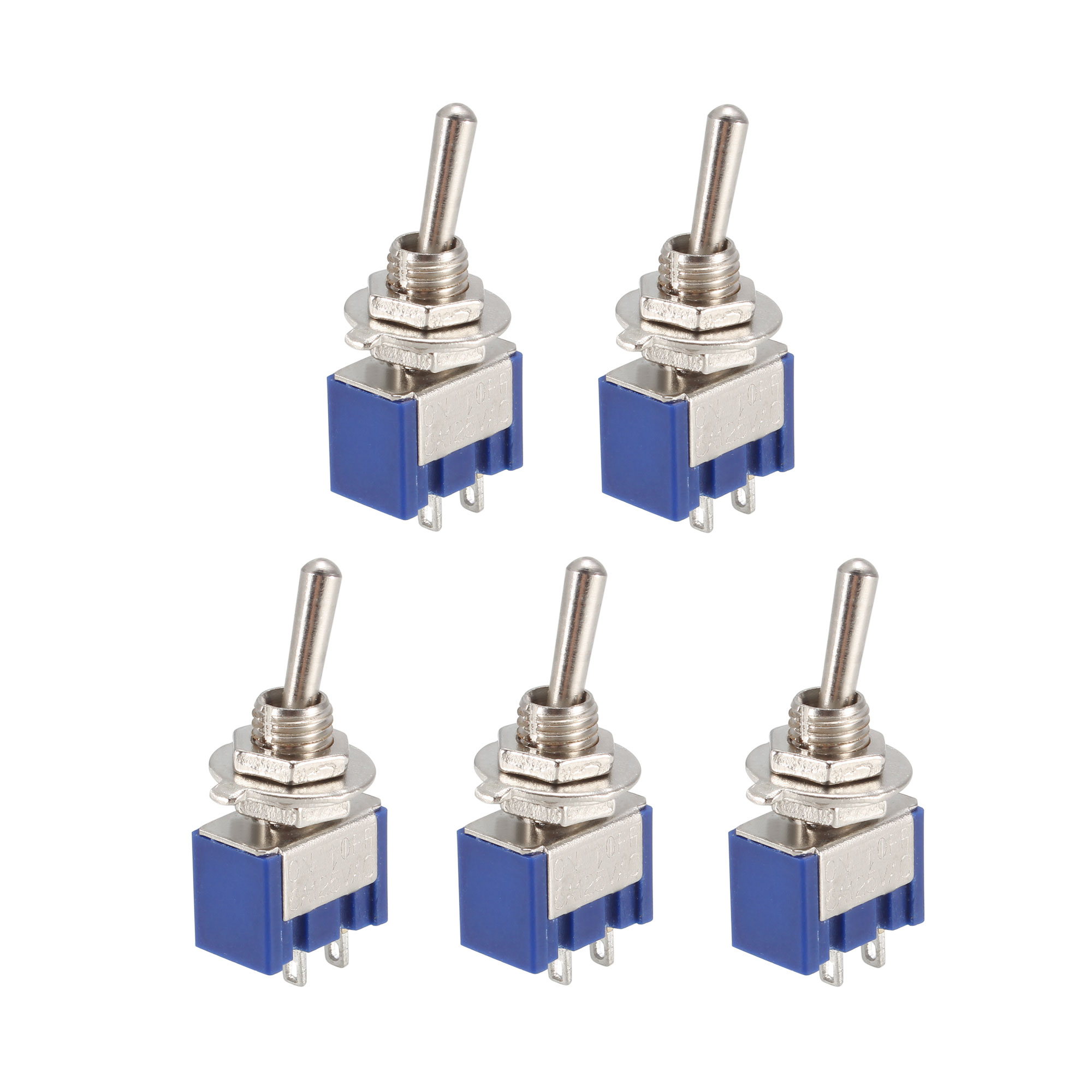 5 Pcs 125VAC 6A On/off 2 Position Terminal Latching Toggle Switch Bule ...