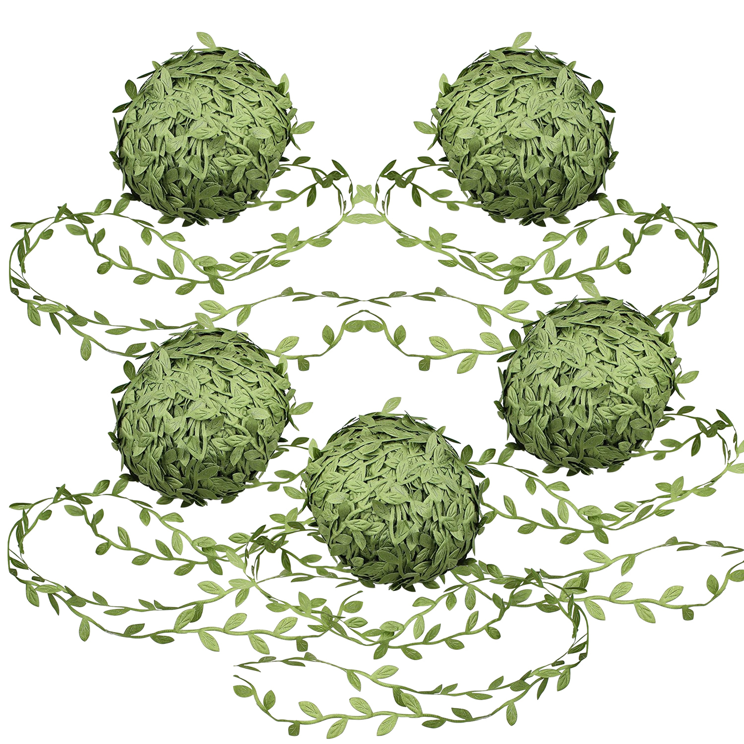 5 Pcs 132 Ft Leaf Ribbon, Artificial Vines Leaves String, DIY Craft ...