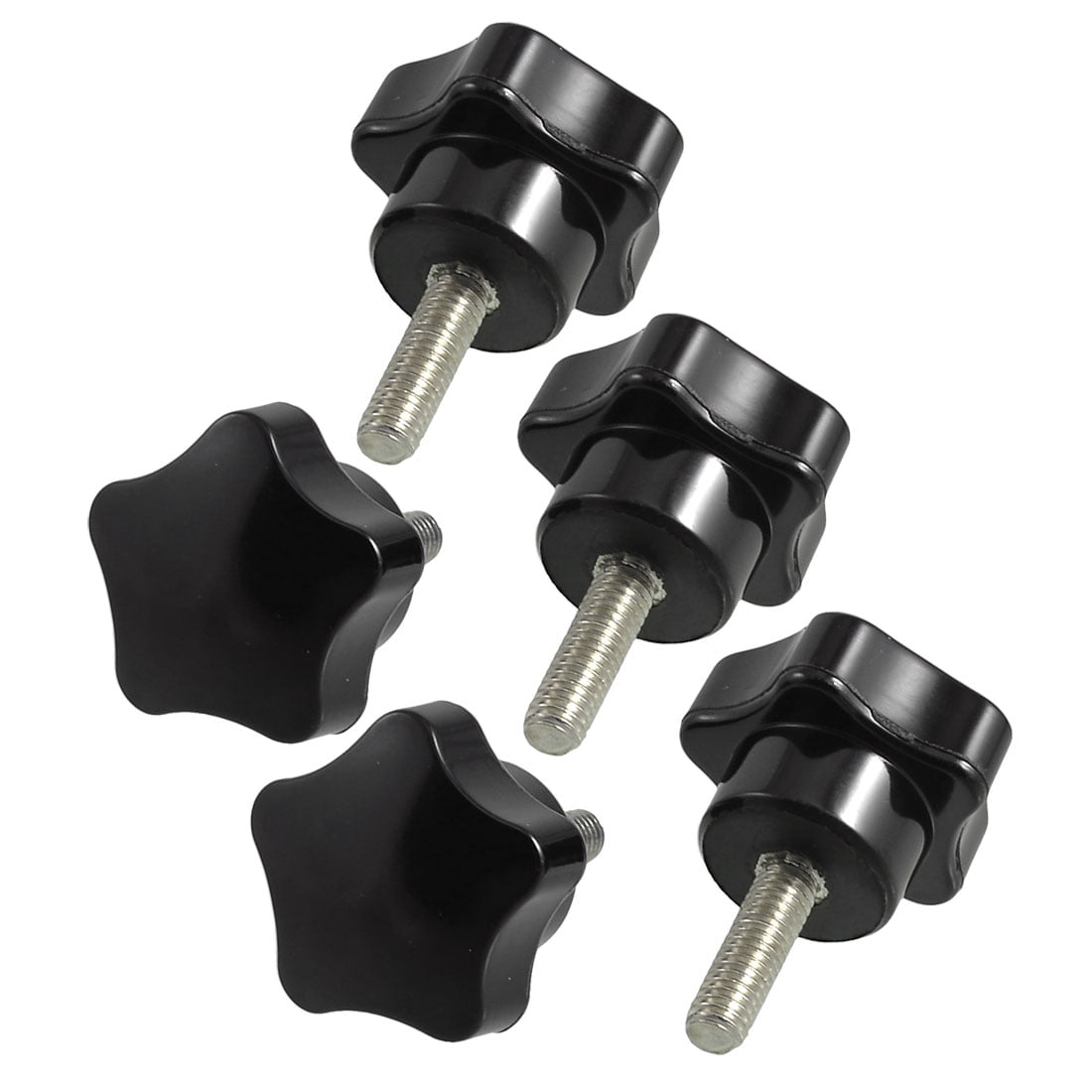5 Pcs 18mm x 6mm Thread Thumb Screw Five Pointed Star Knob Handle Black ...