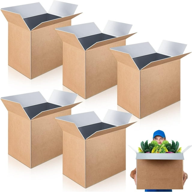 5 Pcs 19" x 12" x 16" Extra Large Insulated Shipping Box for Frozen ...