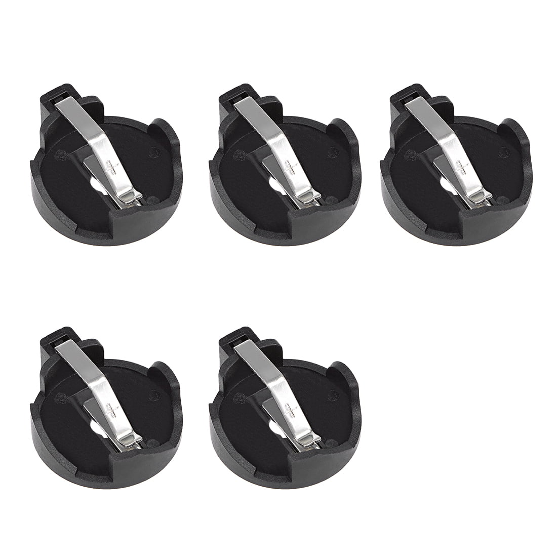 5 Pcs 2 Terminals Round Horizontal Coin Button Battery Holder Black for ...