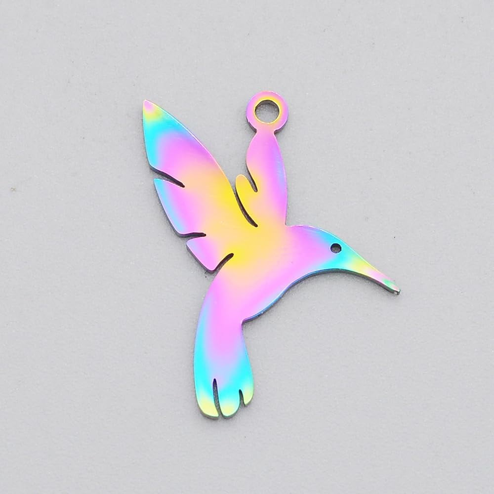 5 Pcs 201 Stainless Steel Hummingbird Pendants Hummingbird Pendant ...