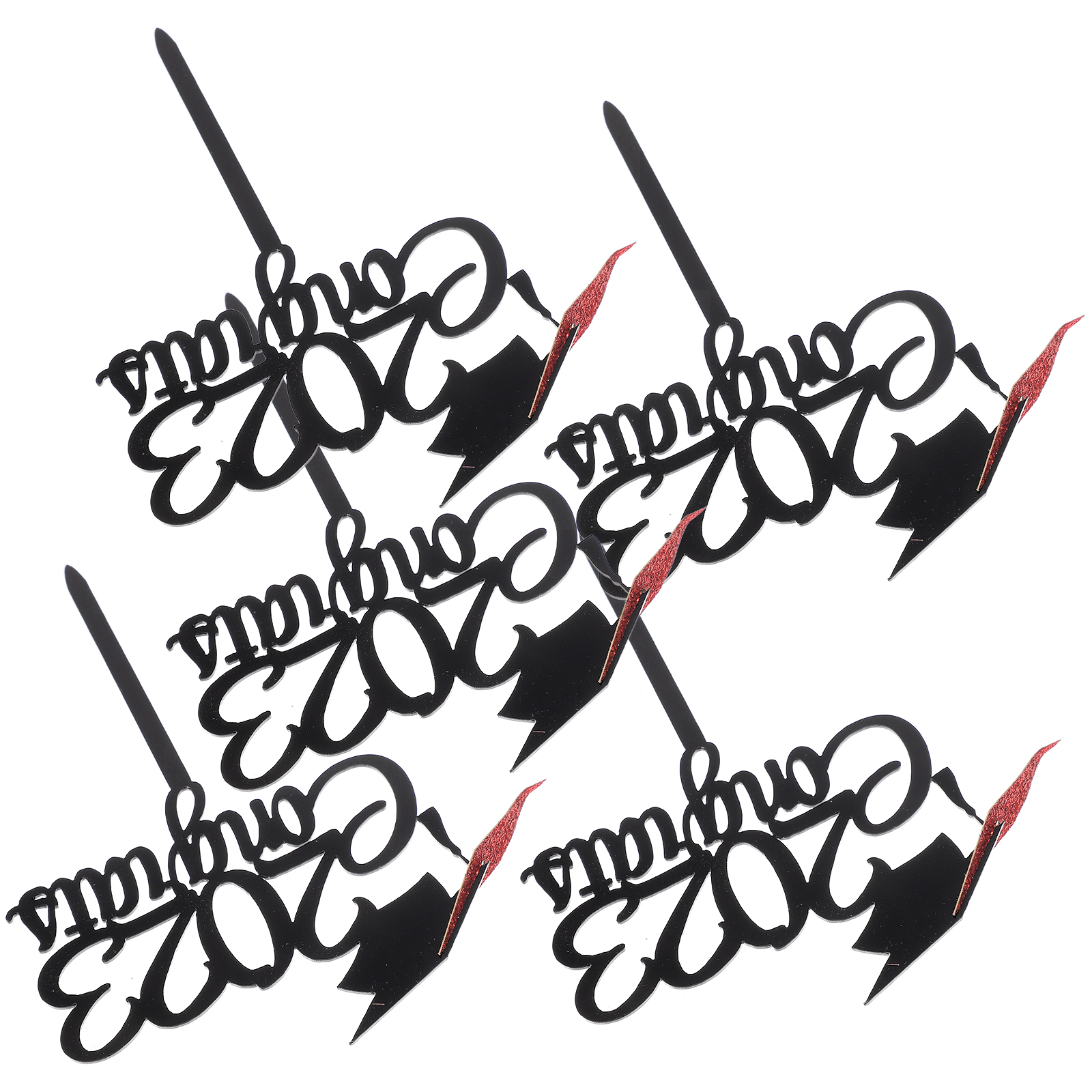 Black Acrylic Graduation Cupcake Toppers 2023 Congrats Decorative Picks ...