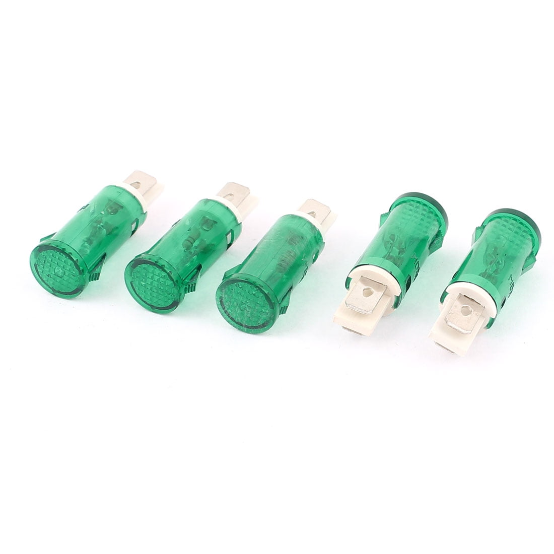 5 Pcs 220V 2 Terminal 13mm Recessed Green Indicator Pilot Light ...