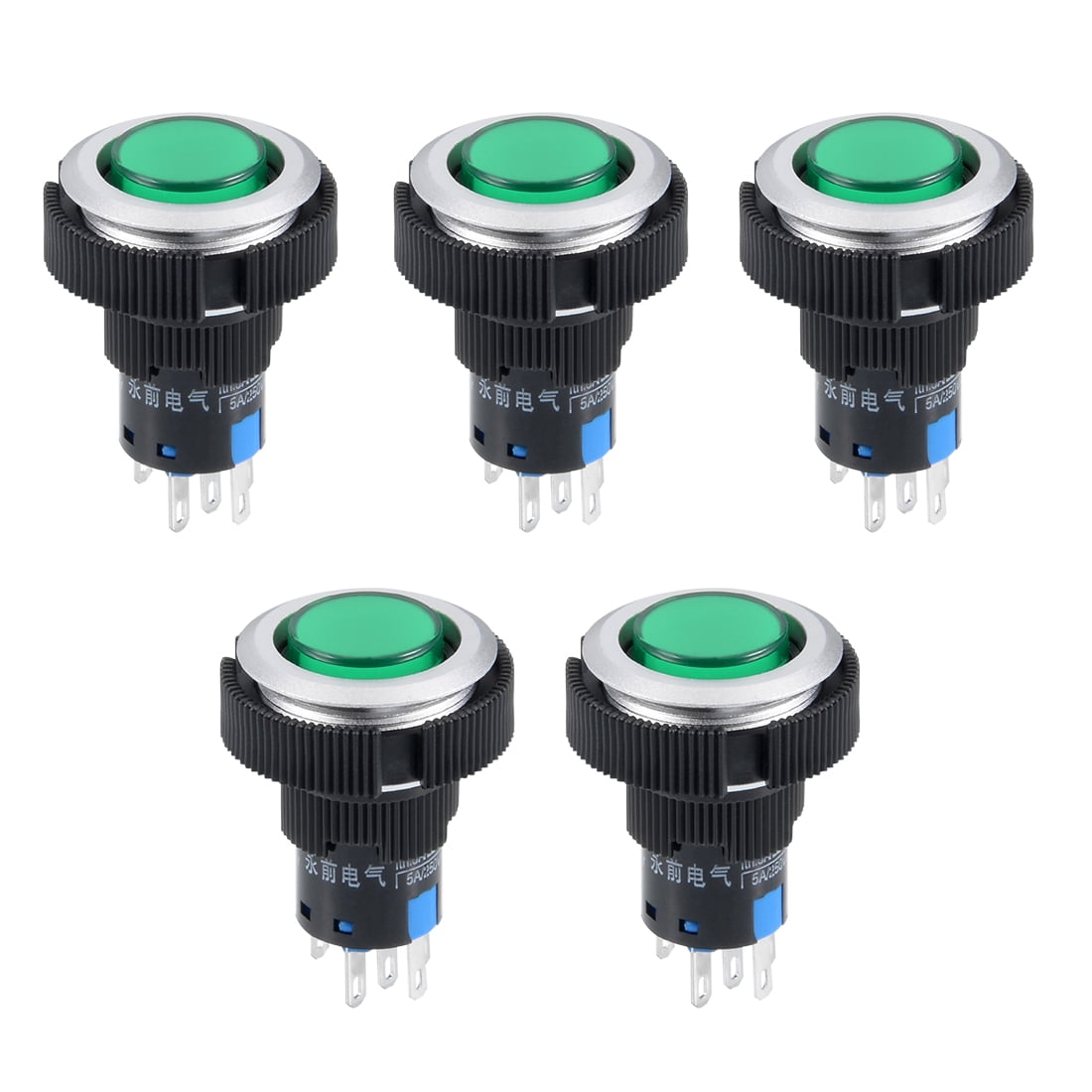 5 Pcs 22mm Momentary Push Button Switch With Fixed Ring 1NO 1NC ...