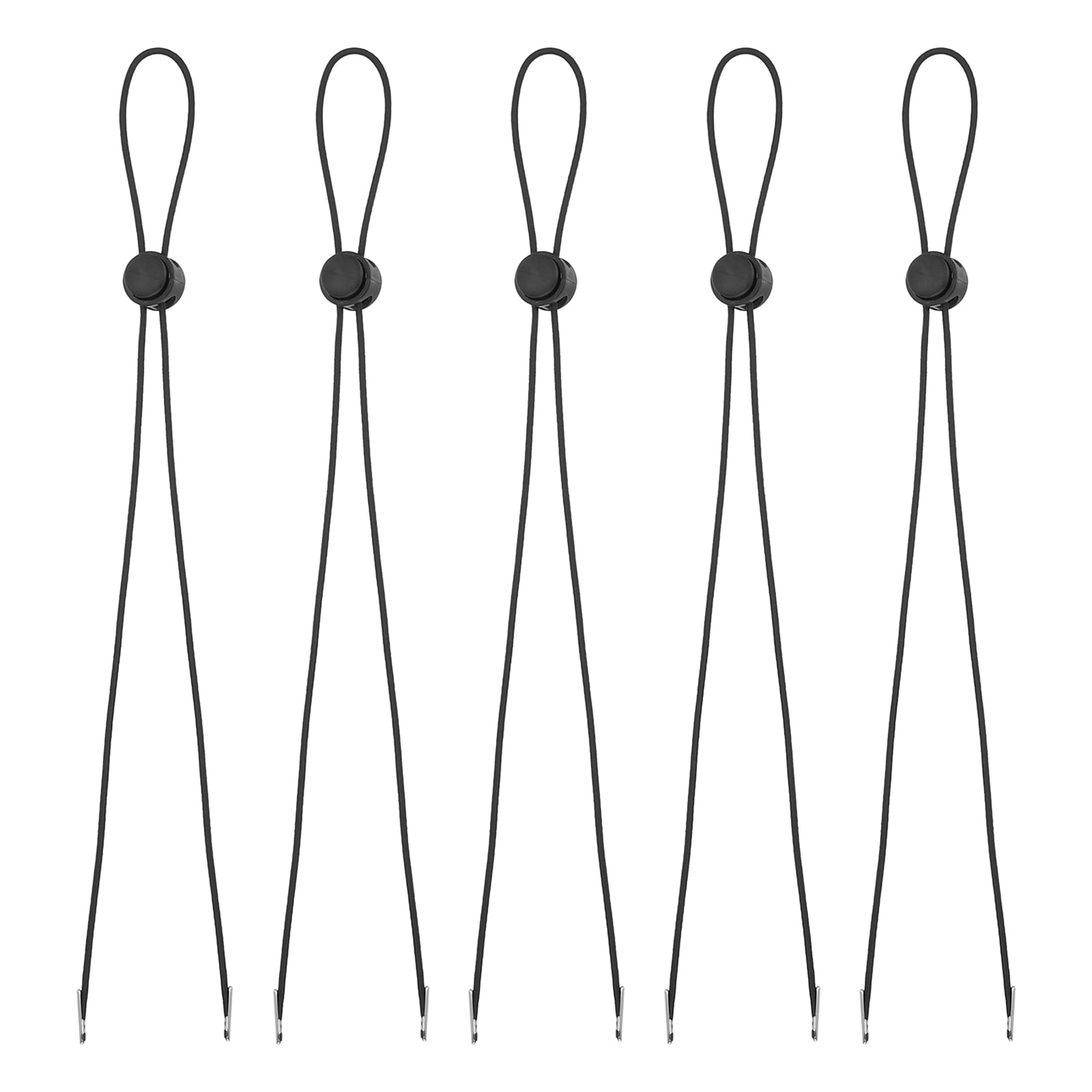 5 Pcs 23.6"x0.09" Flexible Removable Hat Chin Cord with Spring Loaded ...