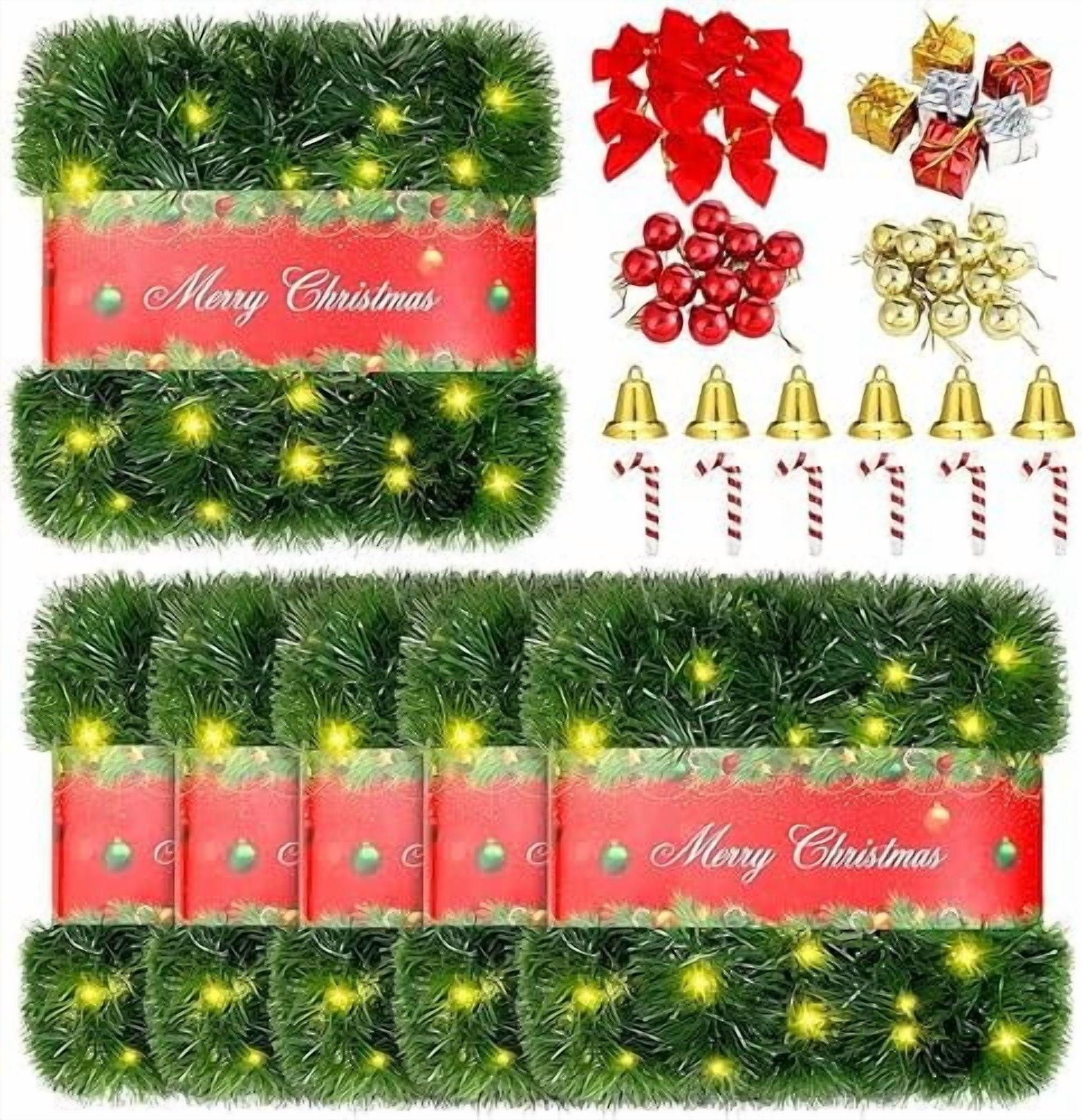 5 Pcs 250 ft Christmas Garland Decoration with Ornaments and String ...