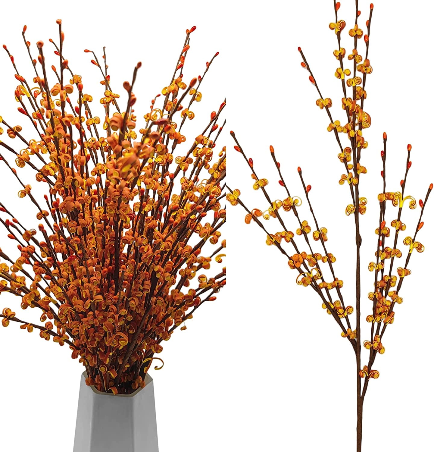 5 Pcs 29.5" Long Fake Fall Flowers Burnt Orange Jasmine Fall Floral ...