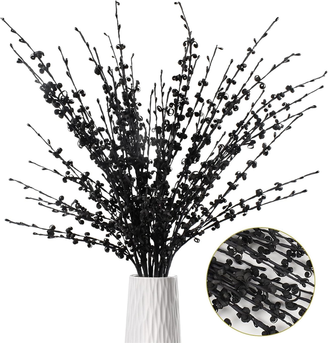 5 Pcs 29" Artificial Jasmine Flowers with Long Stem,Bexikou Black Faux ...