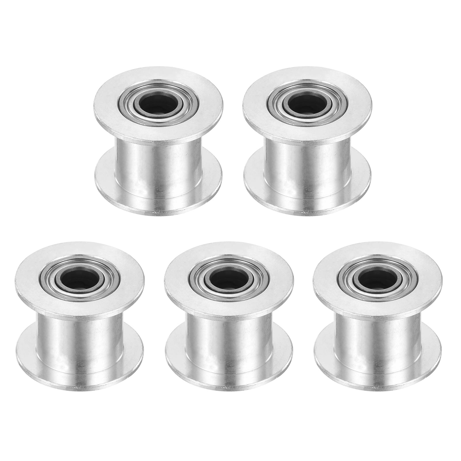 5 Pcs 2GT Idler Pulley Toothless 5mm Bore for 10mm Width Belt Silver ...