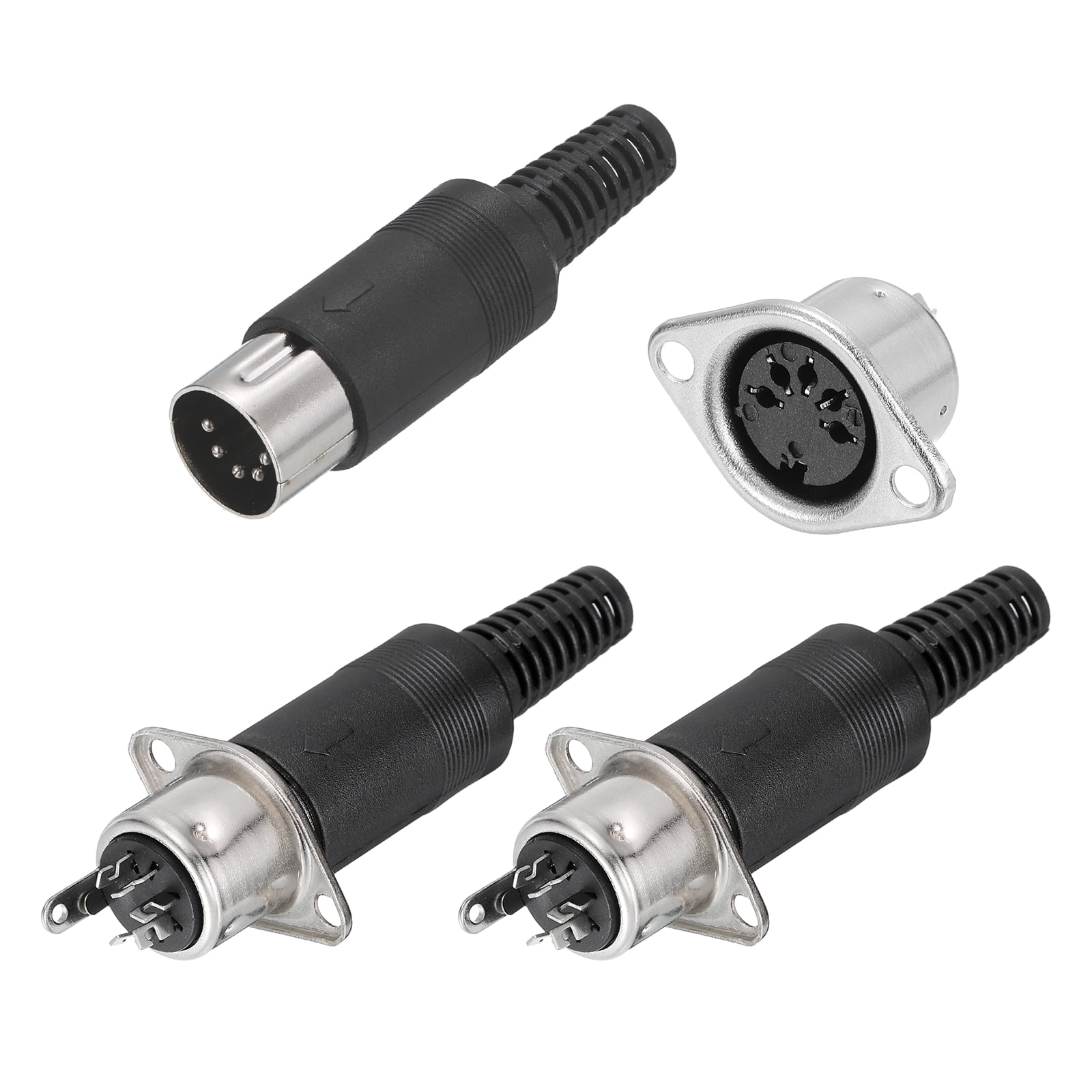 6 Pcs 5-Pin DIN Male Plug Connector+Female Adapter Recessed Socket ...