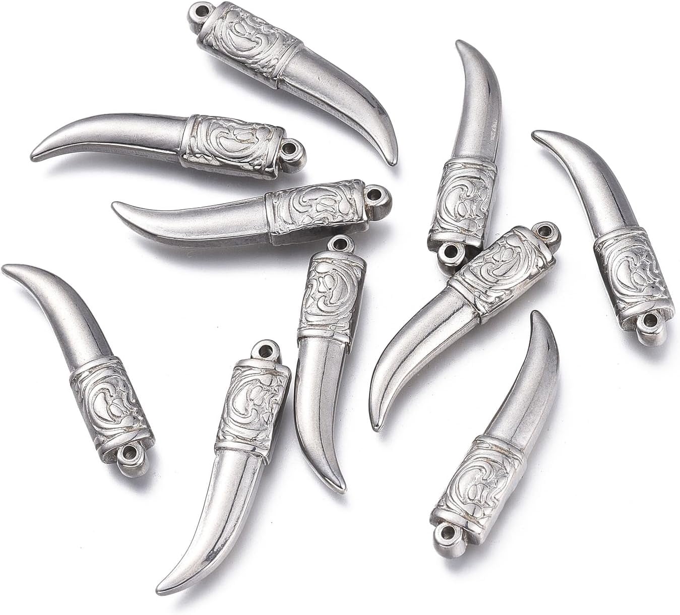 5 Pcs 304 Stainless Steel Scabbard Pendants Scabbard/Tusk Shape Pendant ...