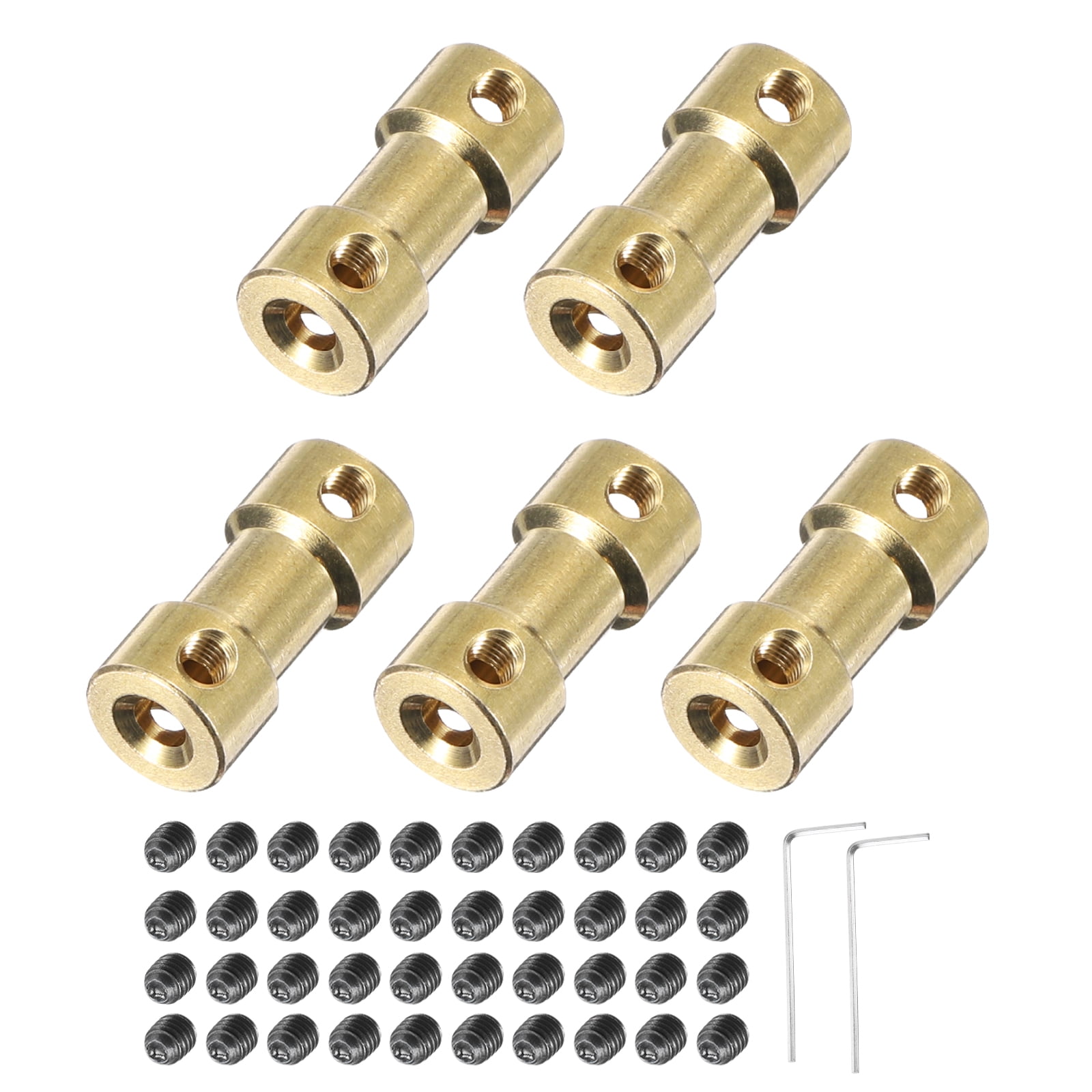 5 Pcs 3mm to 4mm Brass Shaft Coupling Joint Connector with Screws and ...