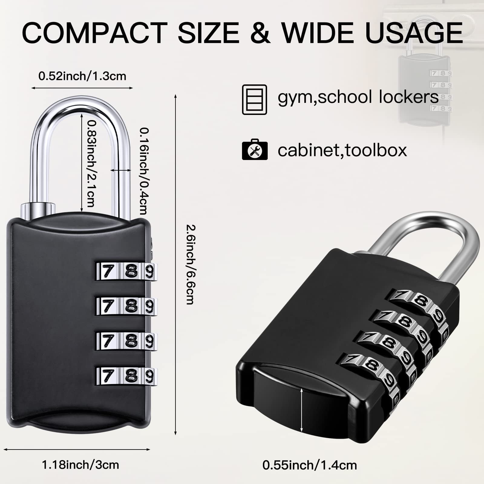 5 Pcs 4 Digit Combination Locker Lock Small Combo Locks Luggage Number Locks Outdoor Waterproof ...