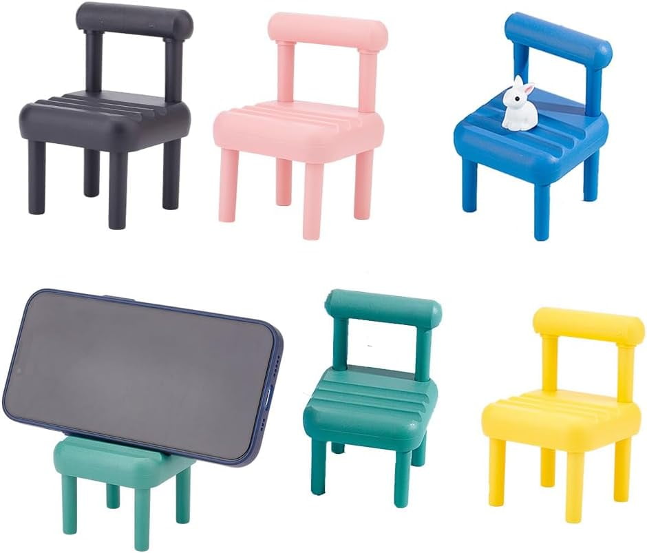 5 Pcs 5 Colors Mini Chair Shape Cell one Stands Plastic Desktop Mobile ...