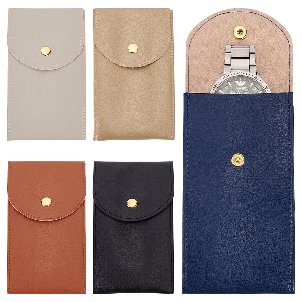 5 Pcs 5 Colors Watch Pouch Leather Single Watch Storage Bag Imitation ...
