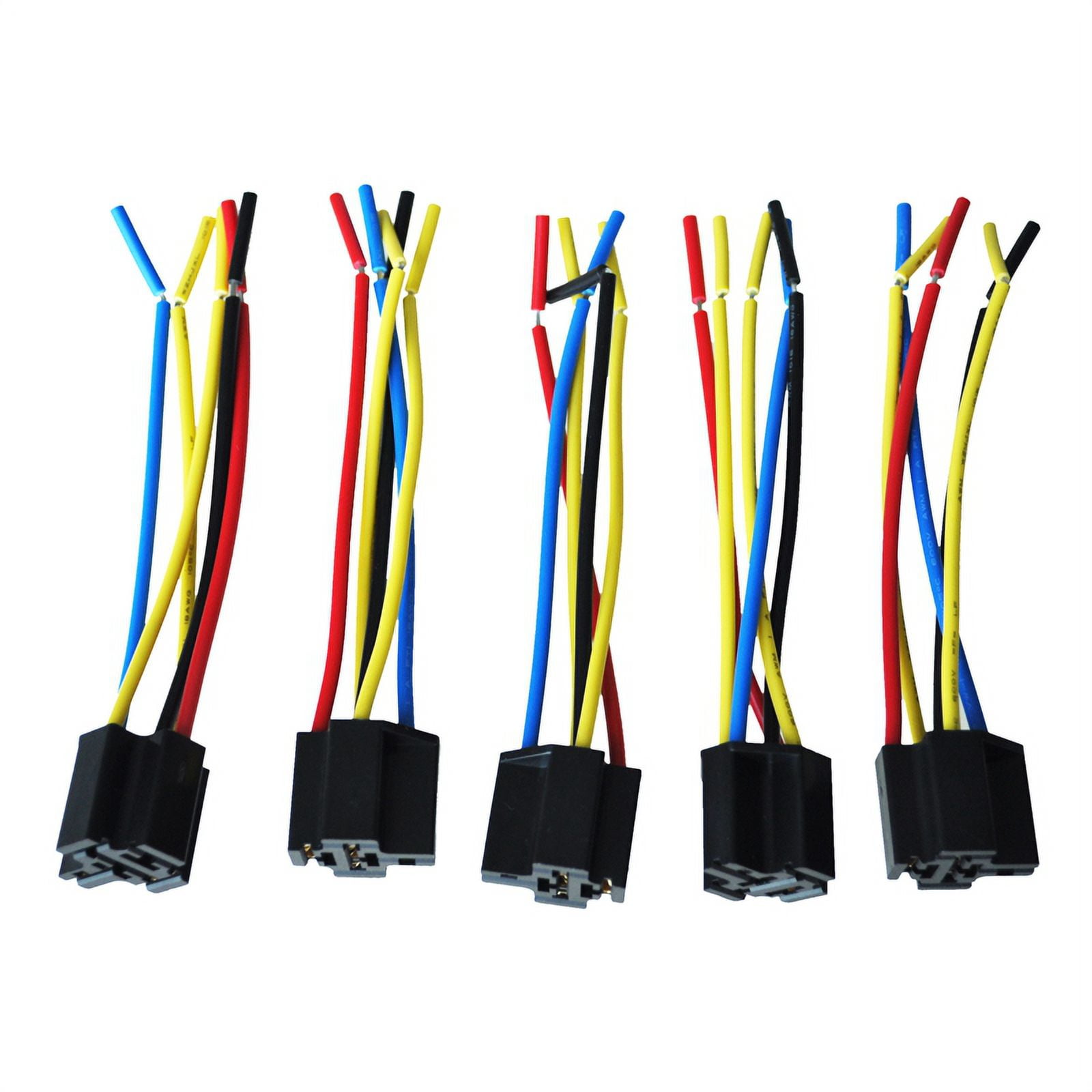 5 Pcs 5 Pin Wires Cable Relay Socket Harness Connector DC 12V for Car ...