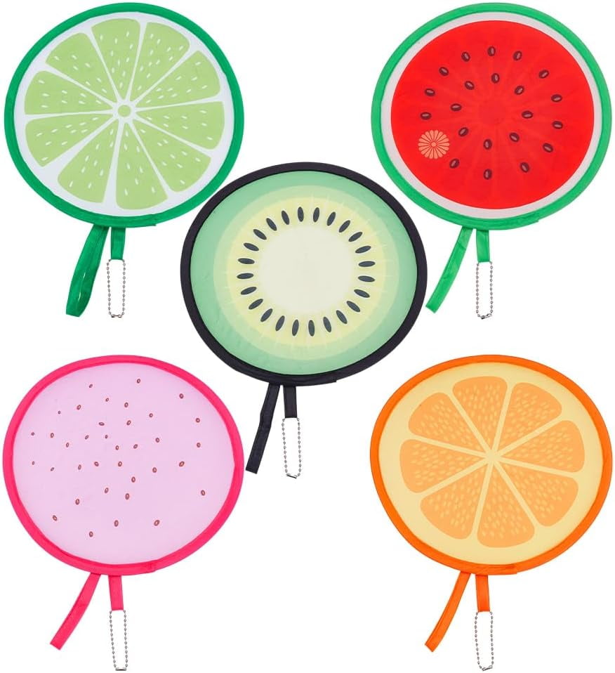 5 Pcs 5 Styles Foldable Flying Disc Fans Summer Fruit Collapsible ...