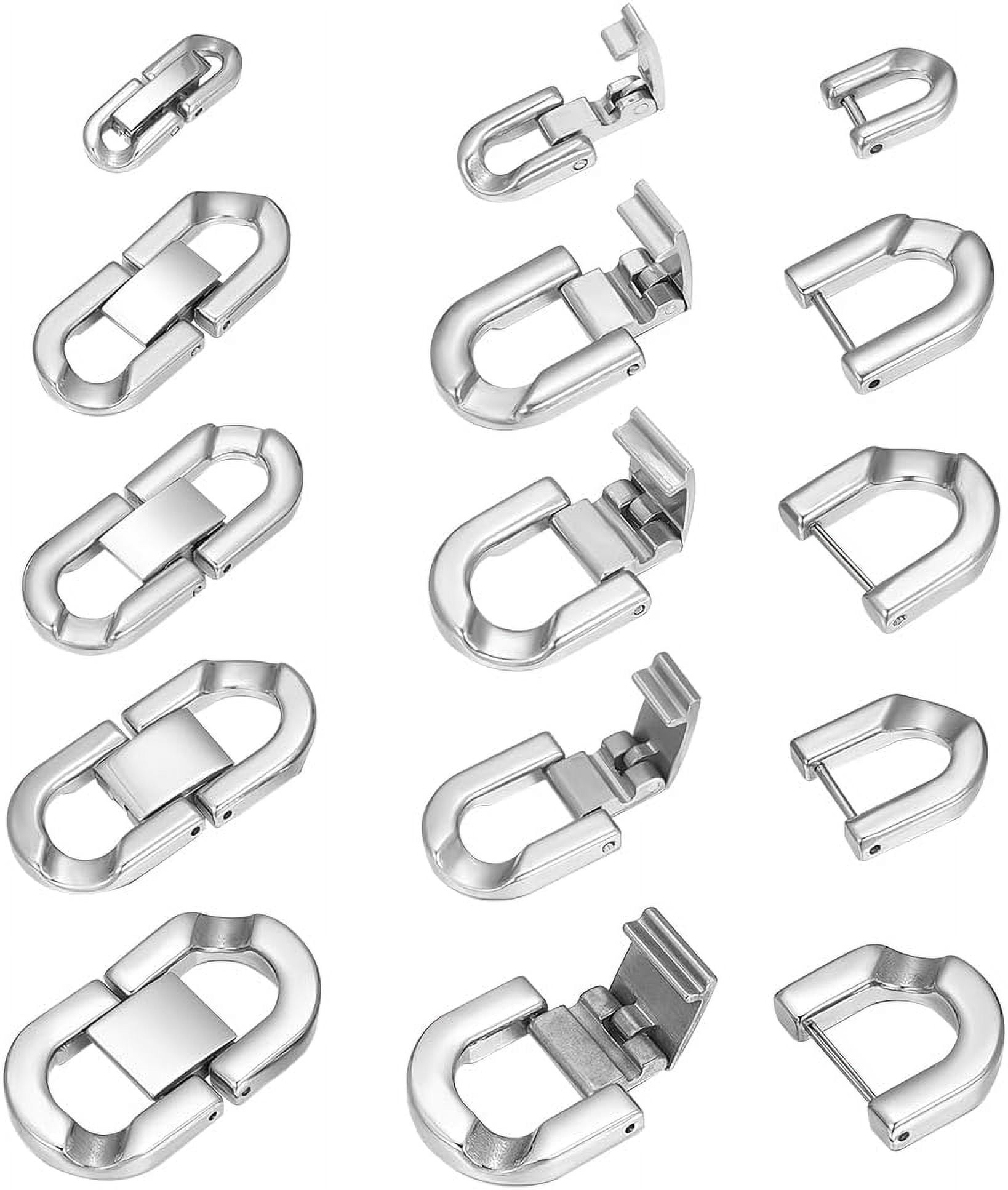 5 Pcs 5 Styles Stainless Steel Fold Over Clasp Bracelet Extender Clasp ...