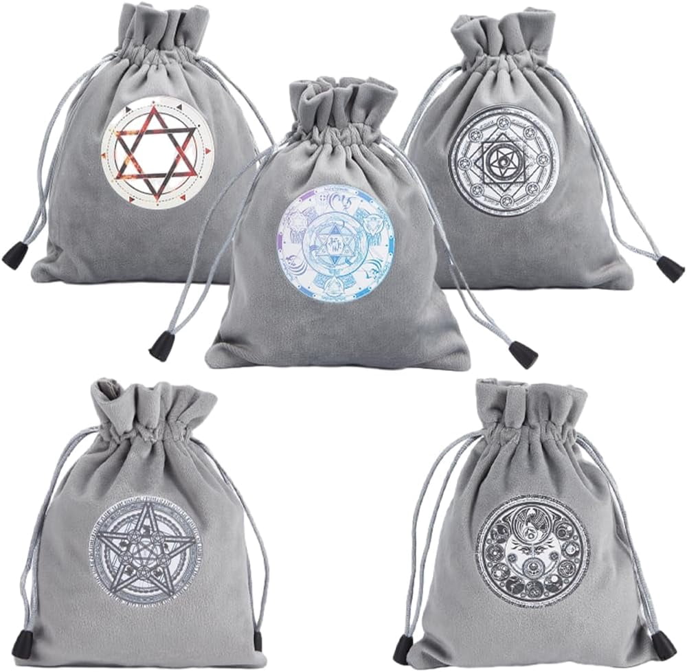 5 Pcs 5 Styles Star Moon Tarot Card Bag Tarot Storage Thick Velvet ...