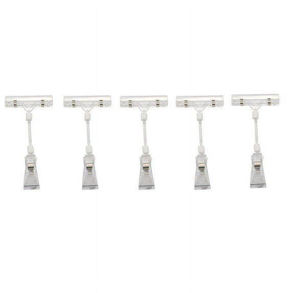 5 Pcs 6.5 inch Height Transparent Plastic Double Clips Adjustable Sign ...