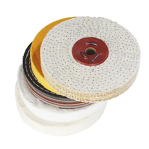 𝐉𝐔𝐍𝐋𝐈𝐗𝐍 5 Pcs 6" Assorted Buffing Wheels, 5/8 Inch Arbor Hole Abrasive ...