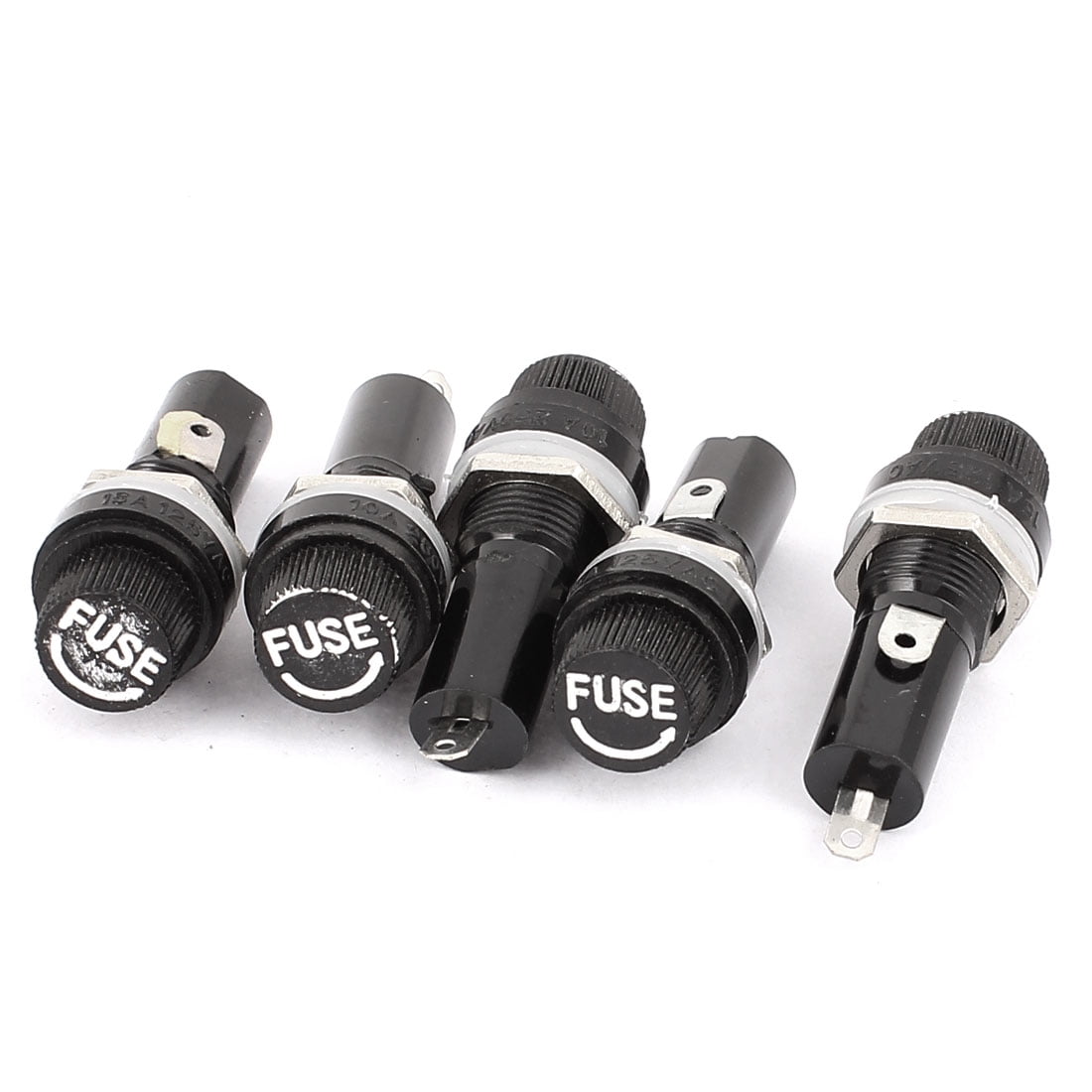 5 Pcs 6 x 30mm Thread Panel Mounted Fuse Holder 125V/250V 15A/10A ...