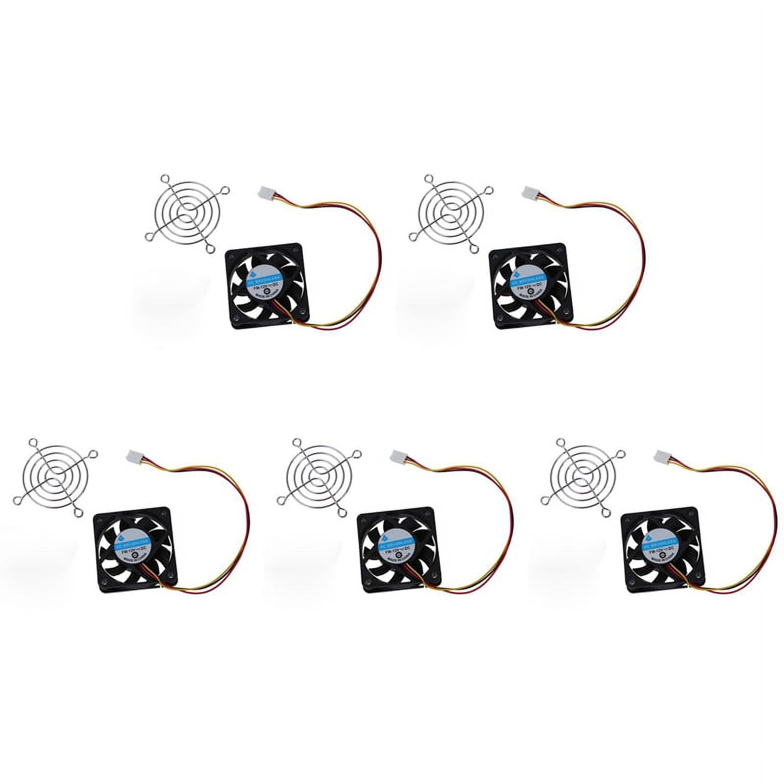 5 Pcs 60mm x 60mm x 15mm 3 Pins Cooling Fan W Metal Finger Guards ...