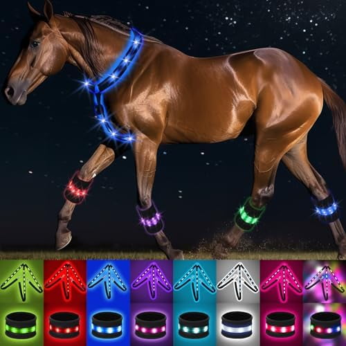 5 Pcs 8 Colors Light up Horse Tack Set Includes 1 LED Horse Breastplate ...