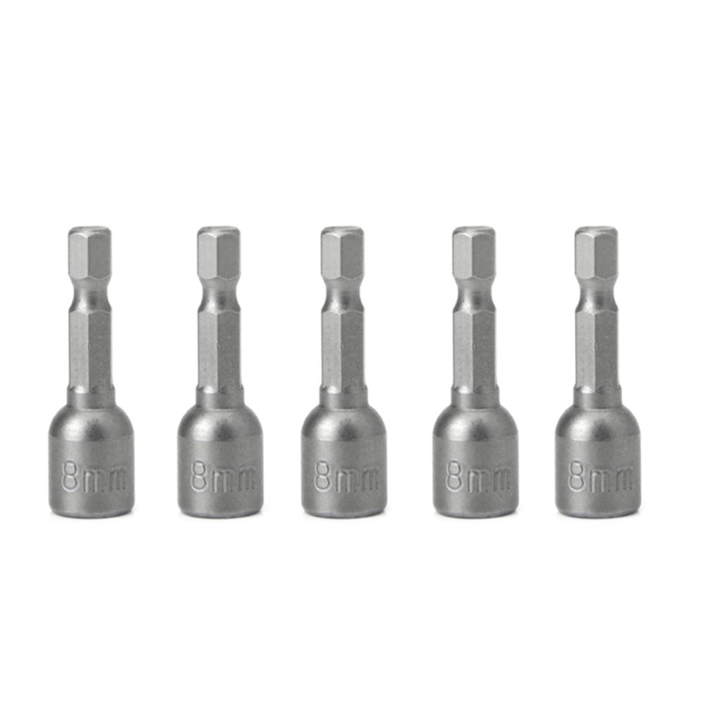 5 Pcs 8mm Magnetic Nut Driver Set 1/4 Hex Socket Adapter Drill Bit ...