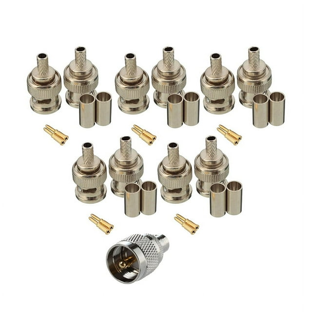 5 Pcs Accessories: 3Pcs BNC Male RG58 Plug Crimp Connectors & 2Pcs RF ...