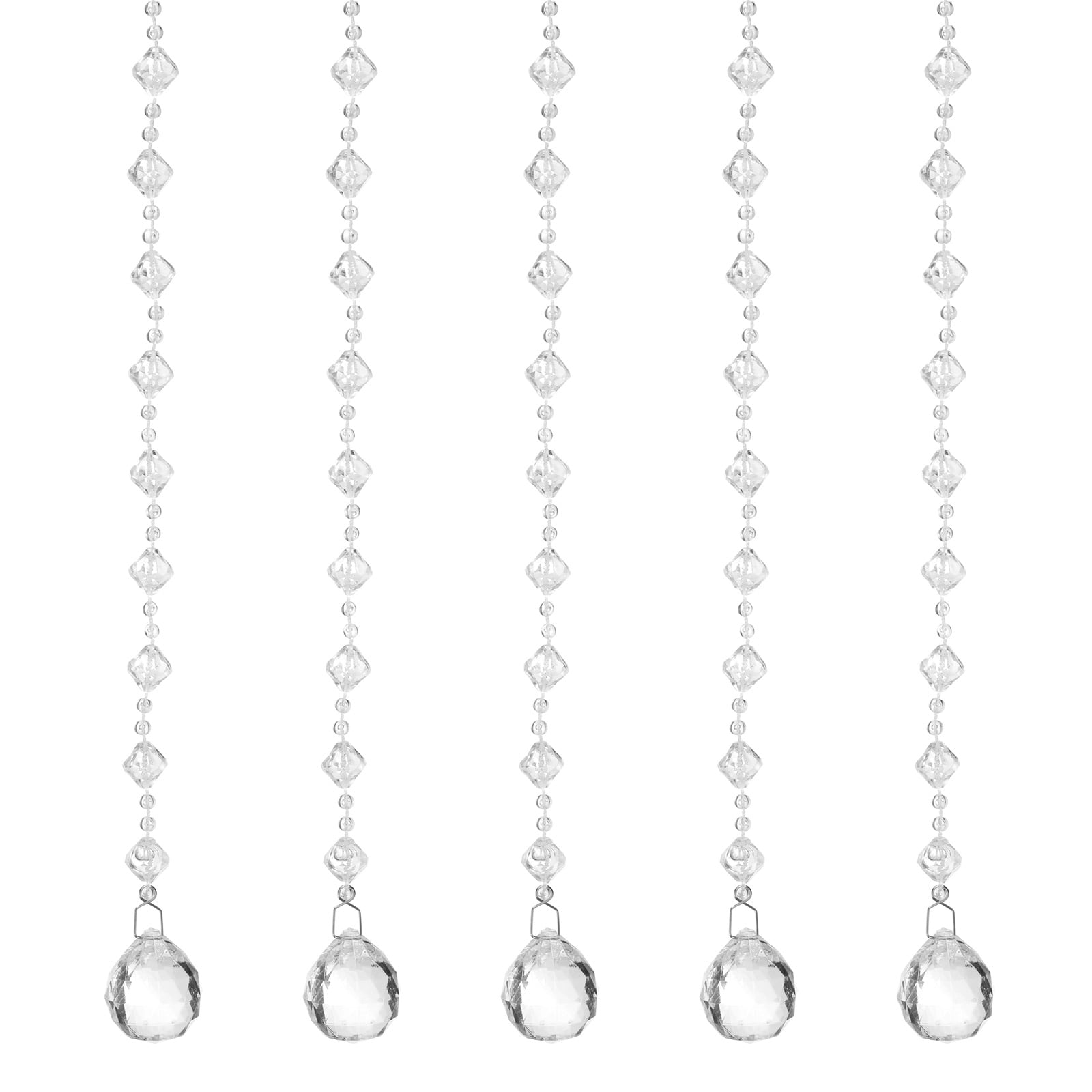5 Pcs Acrylic Crystal Garland Strands, Clear Crystal Beads Strands Bead ...