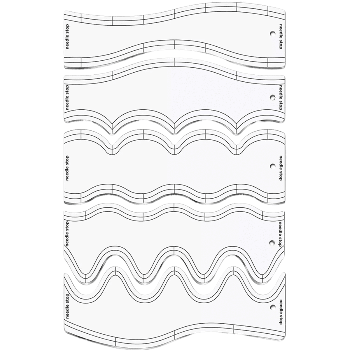 5 Pcs Acrylic Wave Ruler Quilting Stencils DIY Drawing Template Measure ...
