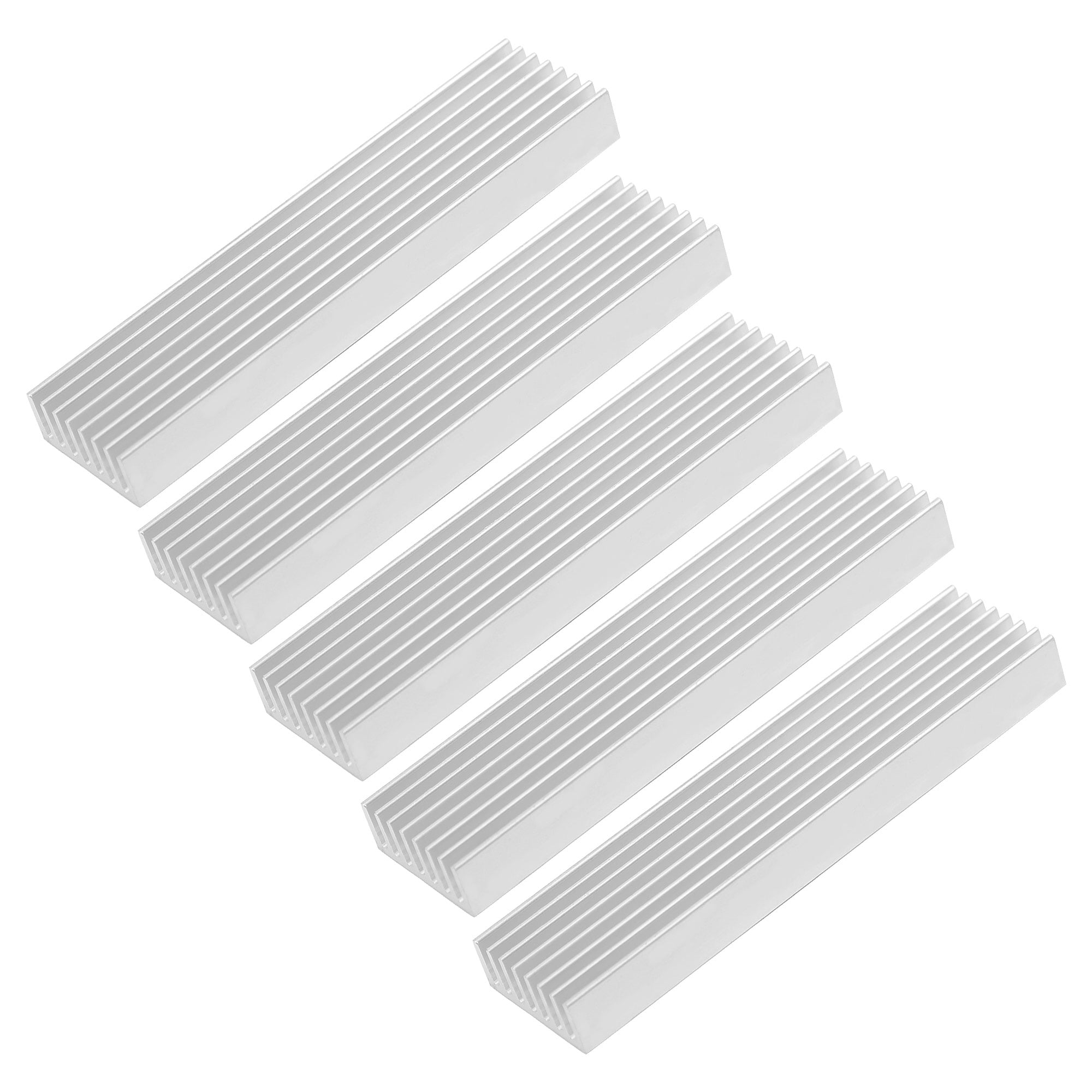 5 Pieces Silver Tone Aluminium Radiator Heatsink Heat Sink 100x25x10mm ...